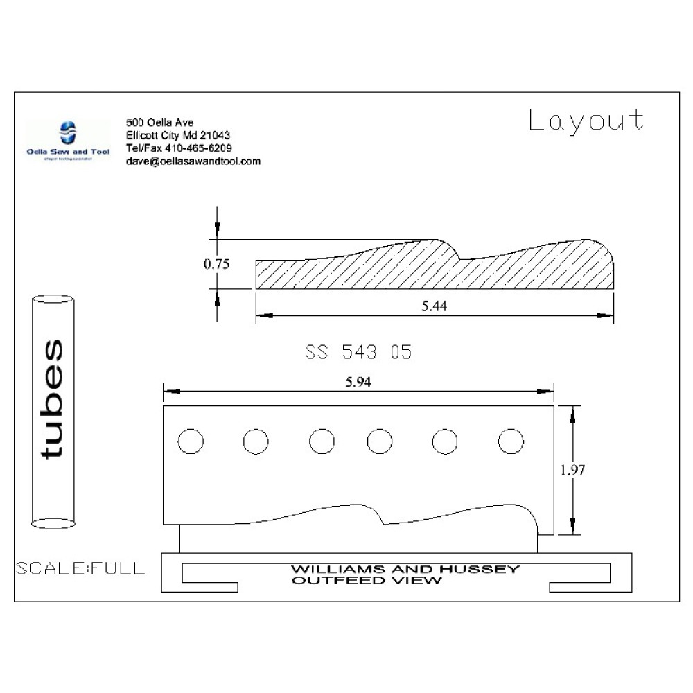 Williams and Hussey shop fox molder knives 3/4 x 5-7/16